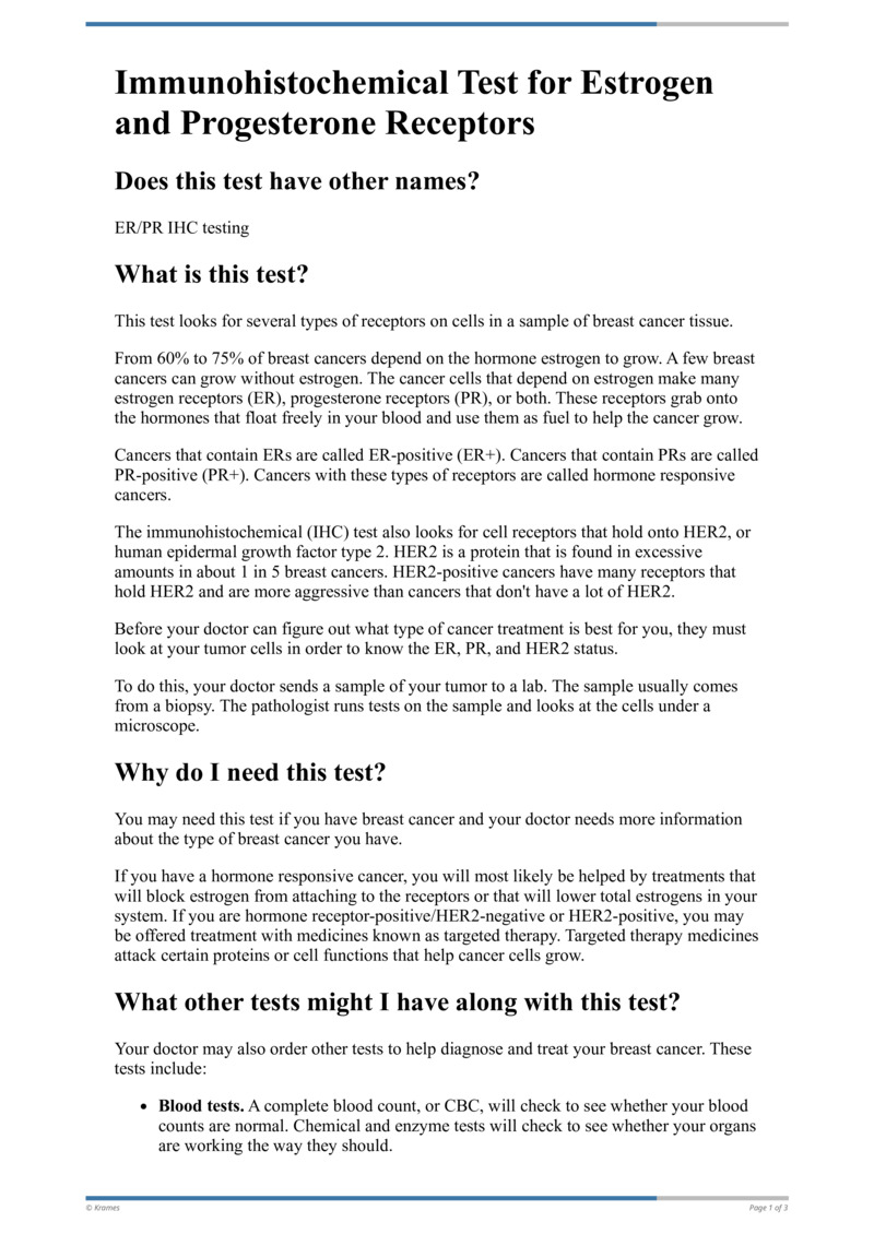 Text - Immunohistochemical Test for Estrogen and Progesterone Receptors ...