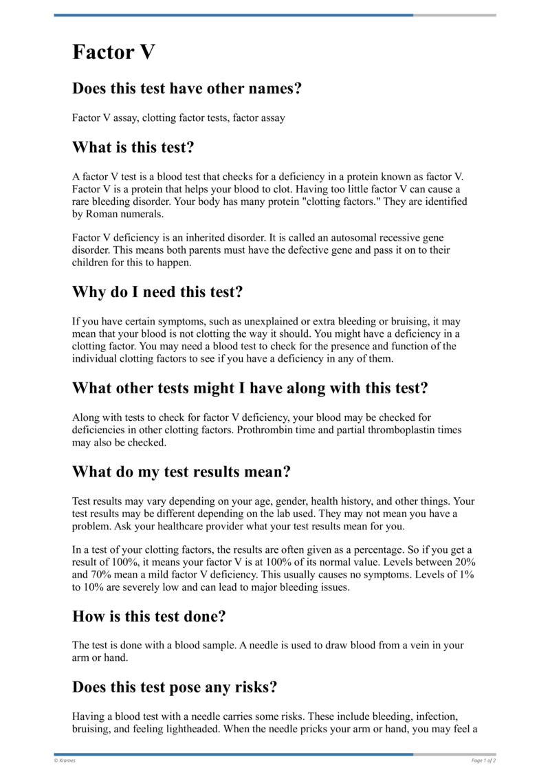 Text - Factor V - HealthClips Online