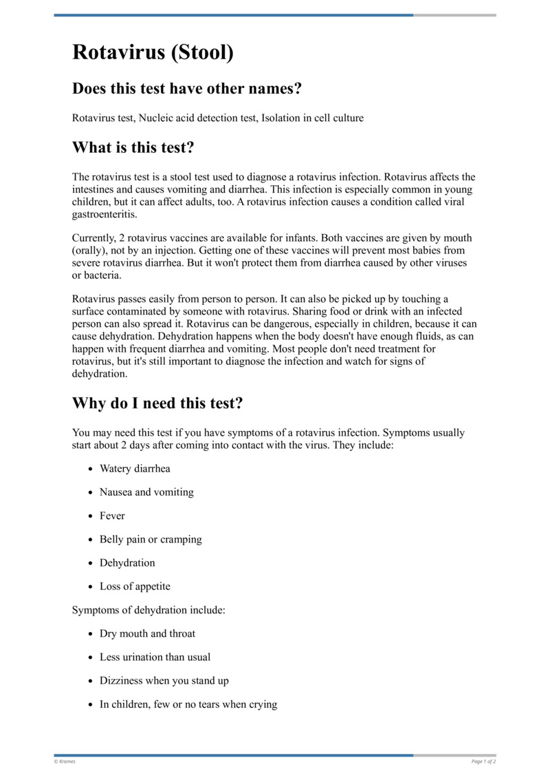 PDF - Rotavirus (Stool) - HealthClips Online