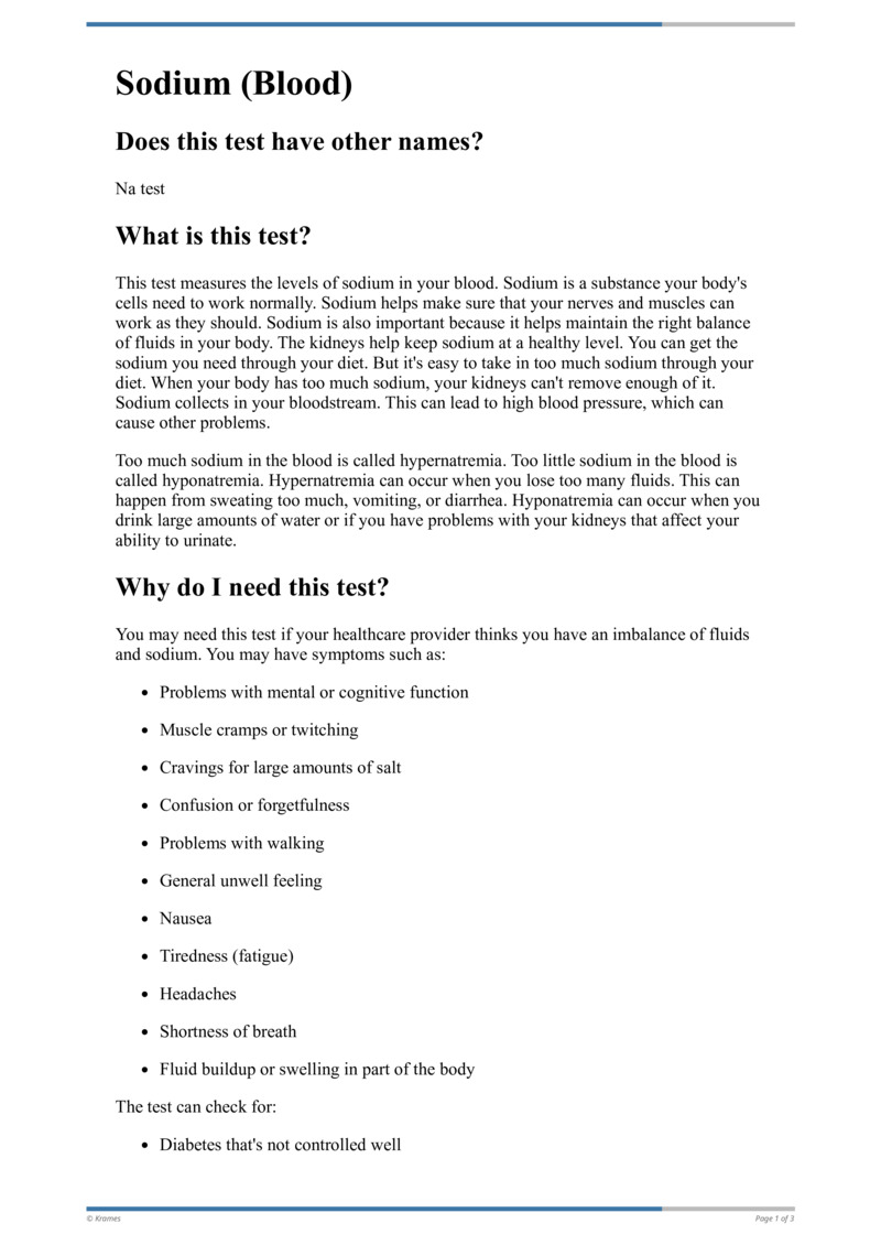 Text - Sodium (Blood) - HealthClips Online