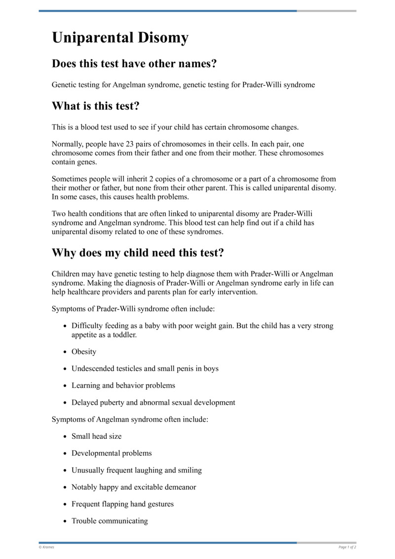 Text - Uniparental Disomy - HealthClips Online