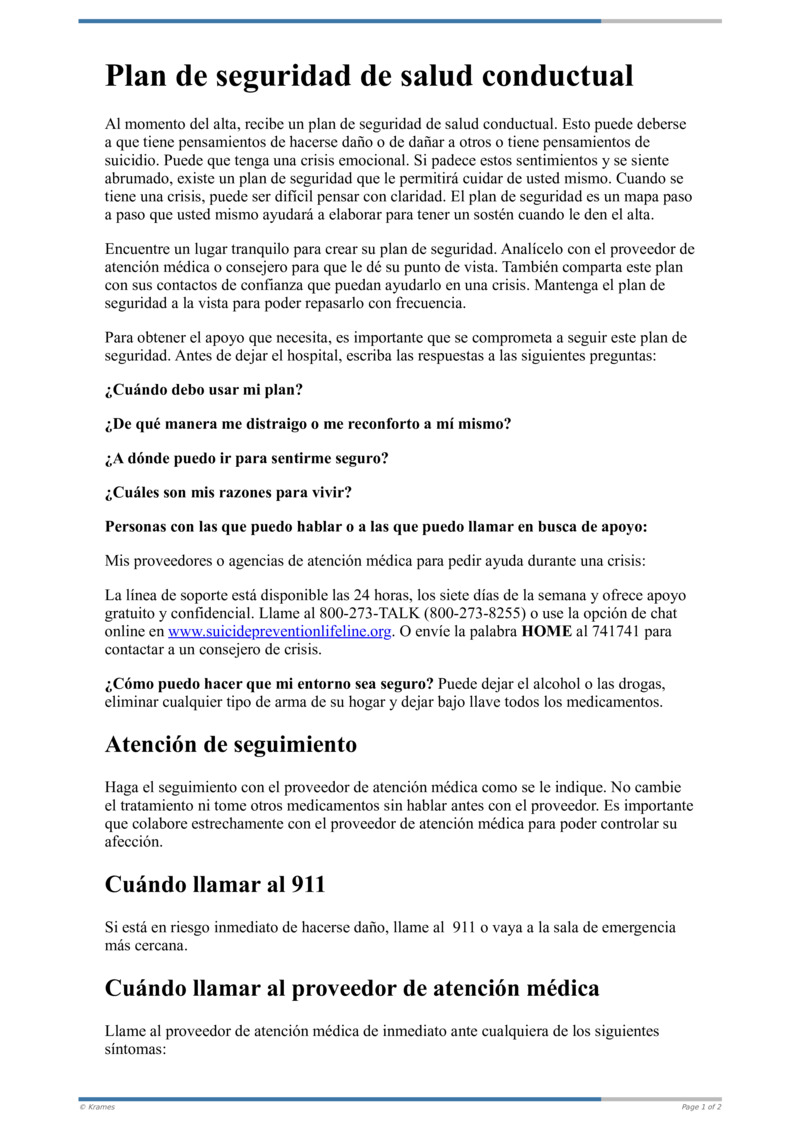 Text - Plan de seguridad de salud conductual - HealthClips Online
