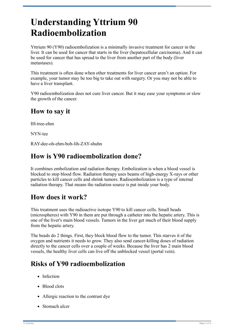 Text - Understanding Yttrium 90 Radioembolization - HealthClips Online