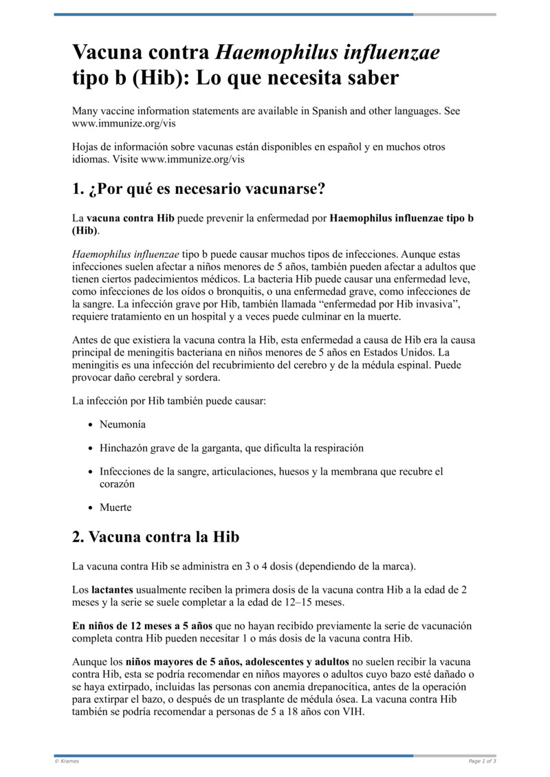 Text - Vacuna contra Haemophilus influenzae tipo b (Hib): Lo que ...