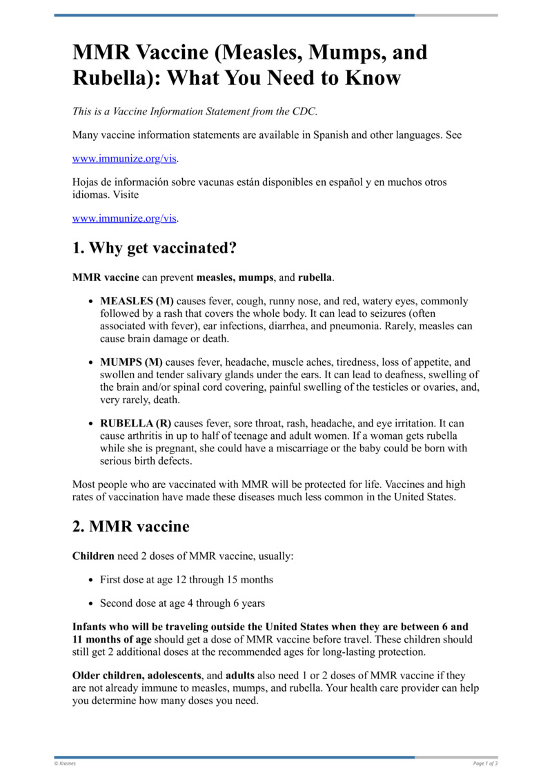 PDF - MMR Vaccine (Measles, Mumps, and Rubella): What You Need to Know ...