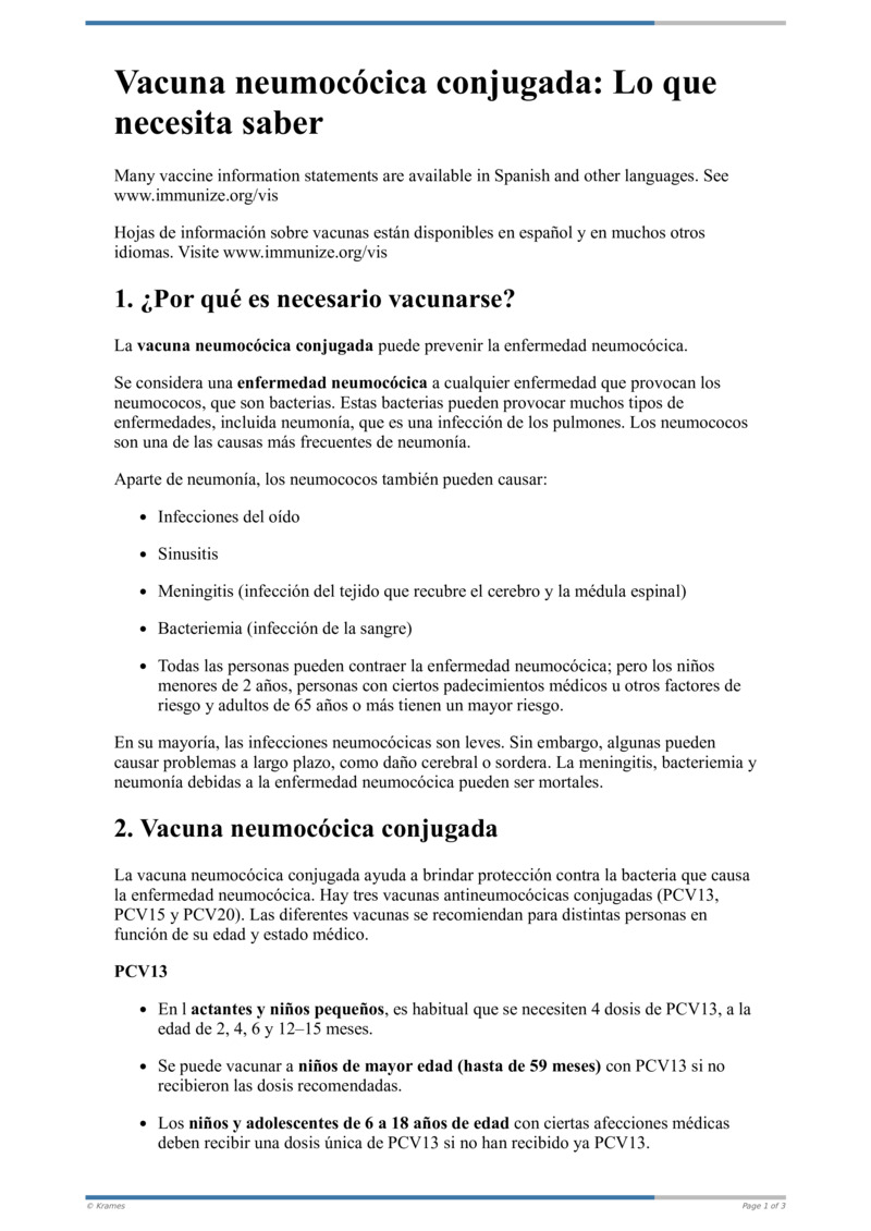 Text - Vacuna neumocócica conjugada: Lo que necesita saber ...