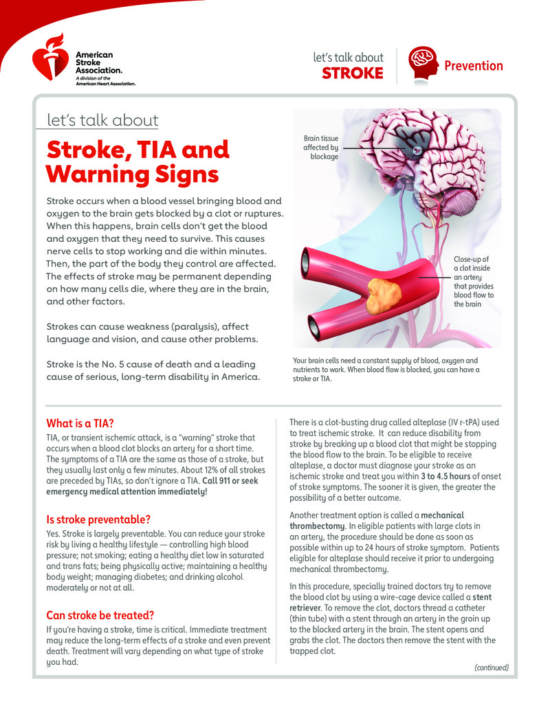 PDF Let s Talk About Stroke TIA And Warning Signs HealthClips Online